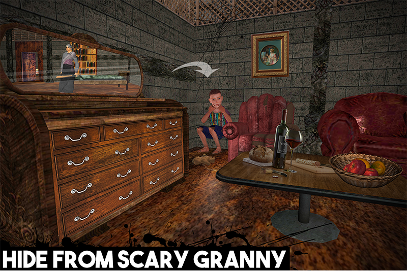Granny Horror Game Hiding Under Table Ditide